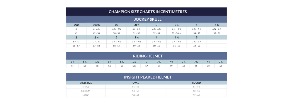 Riding Hat Size Guide